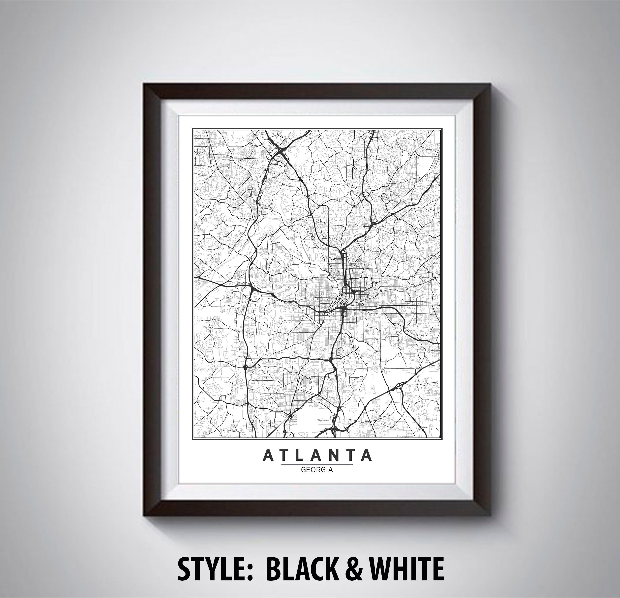 Map of Atlanta GA Atlanta Map Atlanta Poster Office - Etsy