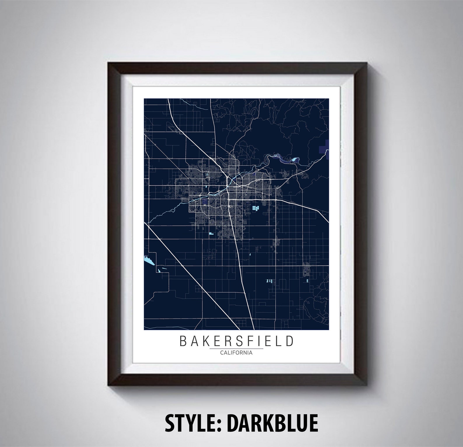 Map of Bakersfield CA Bakersfield Map Bakersfield Poster - Etsy