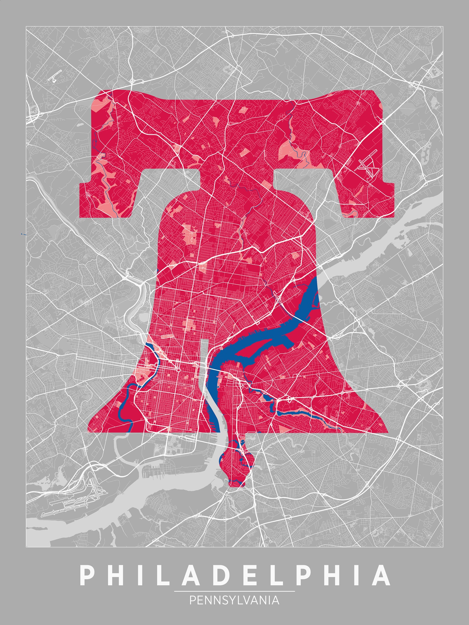 Philadelphia Libery Bell Map Print Poster Art - Etsy