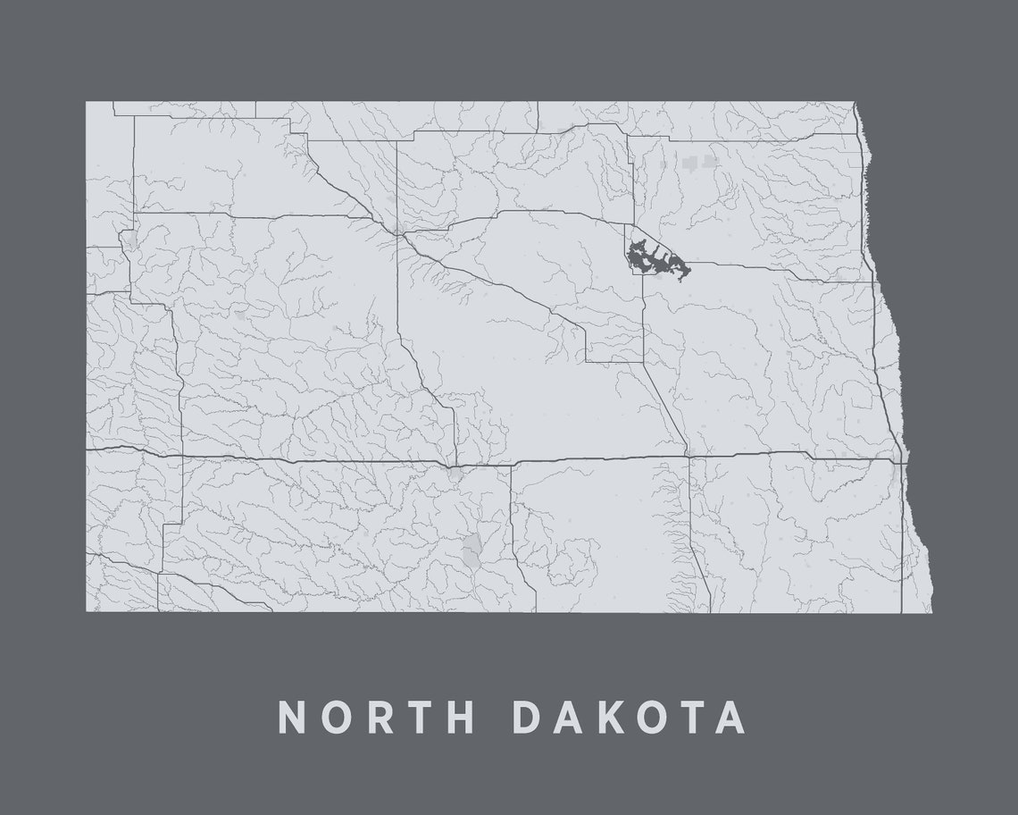 North Dakota State Map Print Wall Art North Dakota Print - Etsy