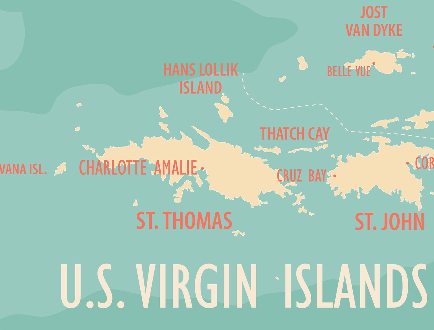 Virgin Islands Map Print - Etsy
