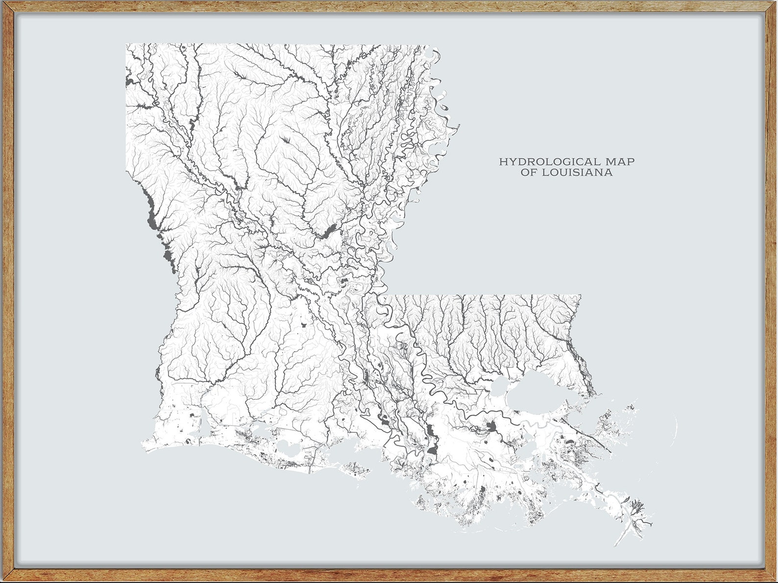 Louisiana Hydrological Map of Rivers and Lakes Louisiana | Etsy