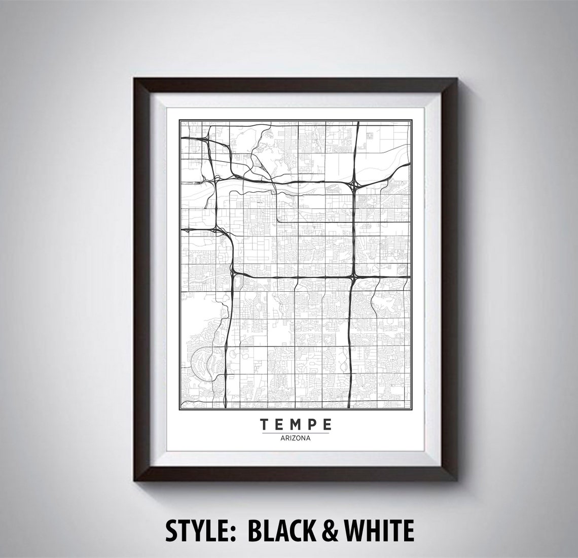 Map of Tempe AZ Tempe Map Tempe Poster Office Décor - Etsy