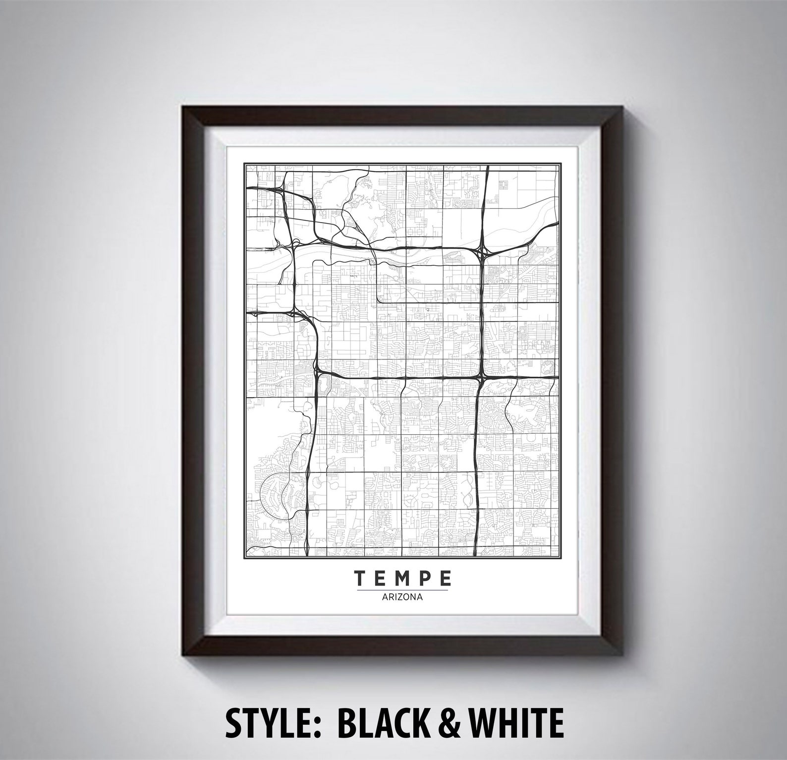 Map of Tempe AZ Tempe Map Tempe Poster Office Décor - Etsy
