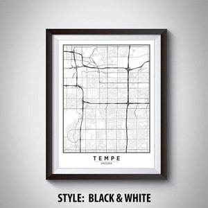 Map of Tempe, AZ - Tempe Map - Tempe Poster - Office Décor - Wall Art ...