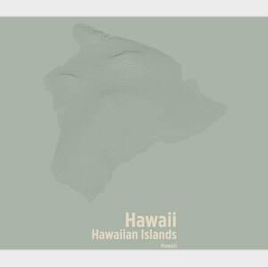 Hawaii Island Ridgeline Map - Geographic Contours Print of Ridges and ...