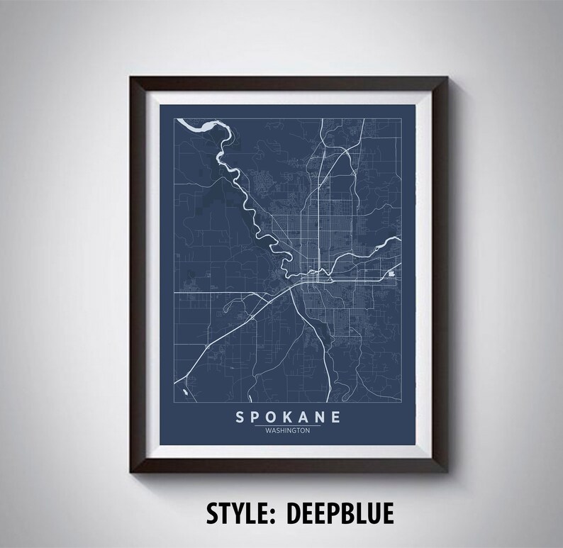 Map of Spokane WA Spokane Map Spokane Poster Office | Etsy