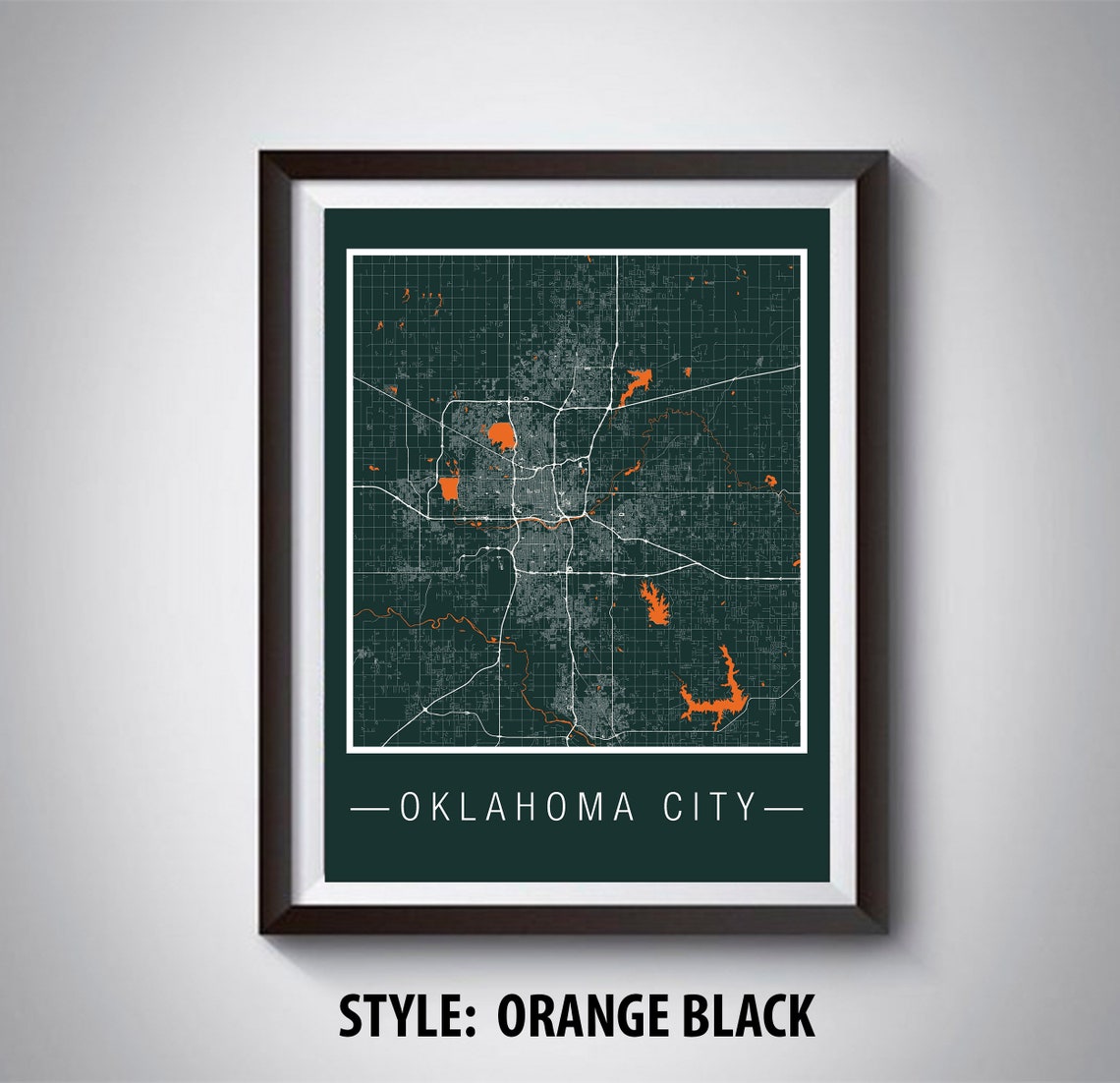 Map of Oklahoma City OK Oklahoma City Map Oklahoma City - Etsy