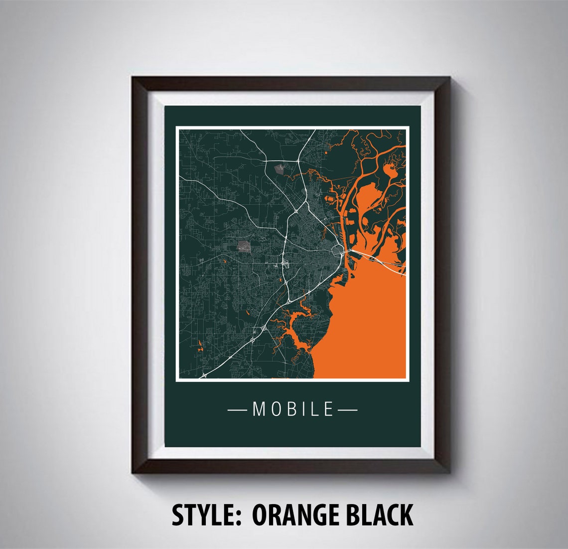 Map of Mobile AL Mobile Map Mobile Poster Office Décor - Etsy