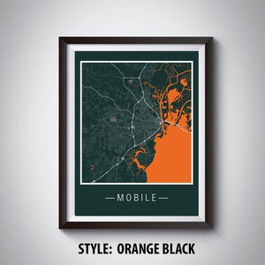 Map of Mobile, AL - Mobile Map - Mobile Poster - Office Décor - Wall ...