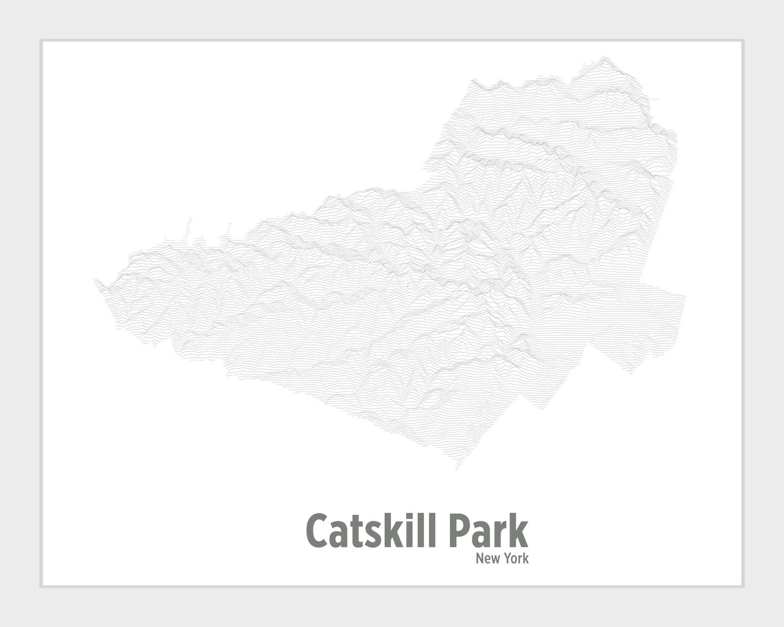Catskill Park Ridgeline Map Geographic Contours Print of | Etsy