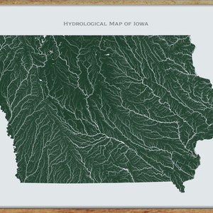 Iowa Rivers Map Poster: Hydrological Art Print - Etsy