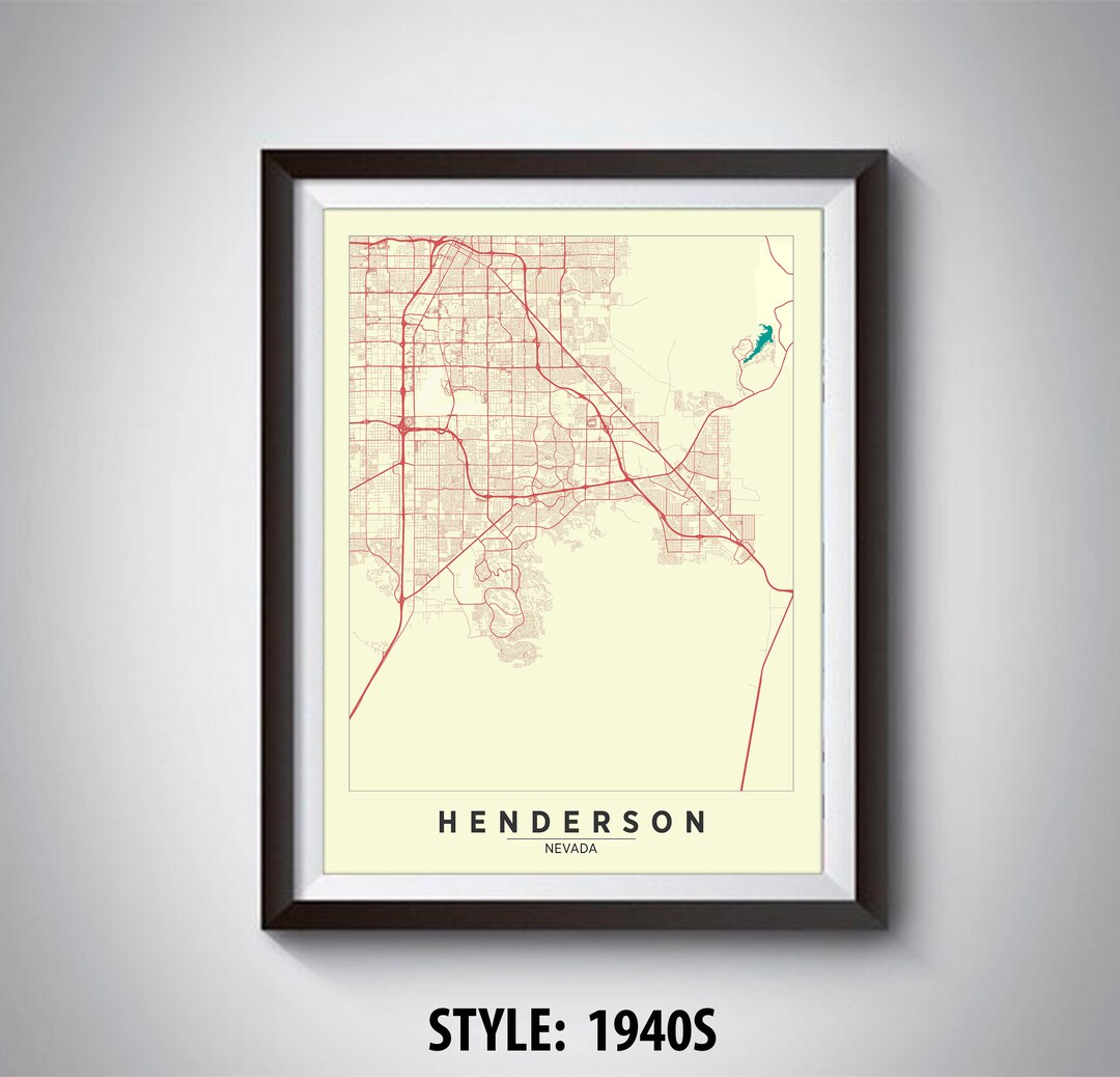 Map of Henderson, NV - Henderson Map - Henderson Poster - Office Décor ...