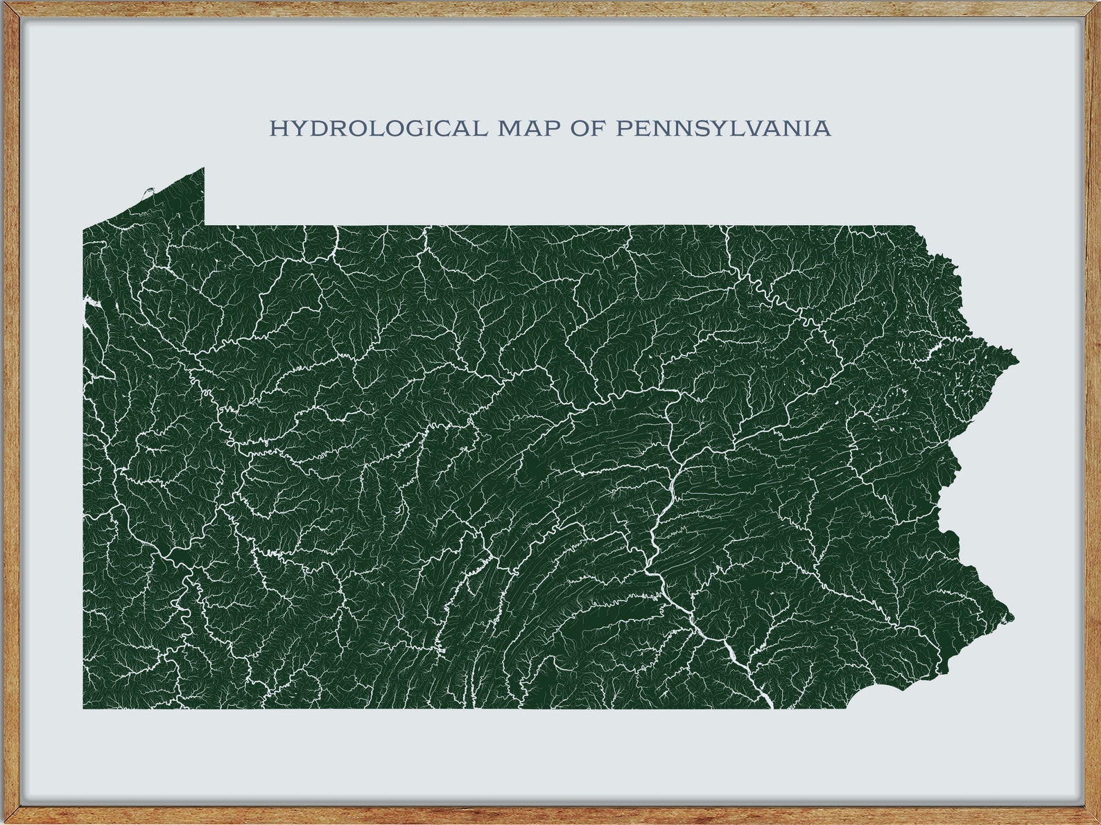 Pennsylvania Hydrological Map of Rivers and Lakes - Etsy