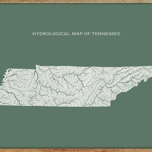Tennessee Hydrological Map of Rivers and Lakes, Tennessee Rivers Poster ...