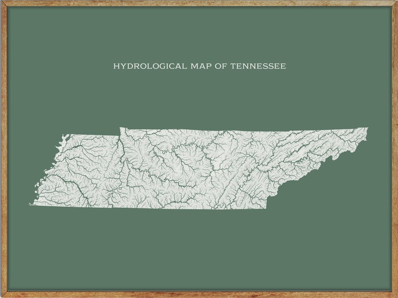 Tennessee Hydrological Map of Rivers and Lakes Tennessee | Etsy