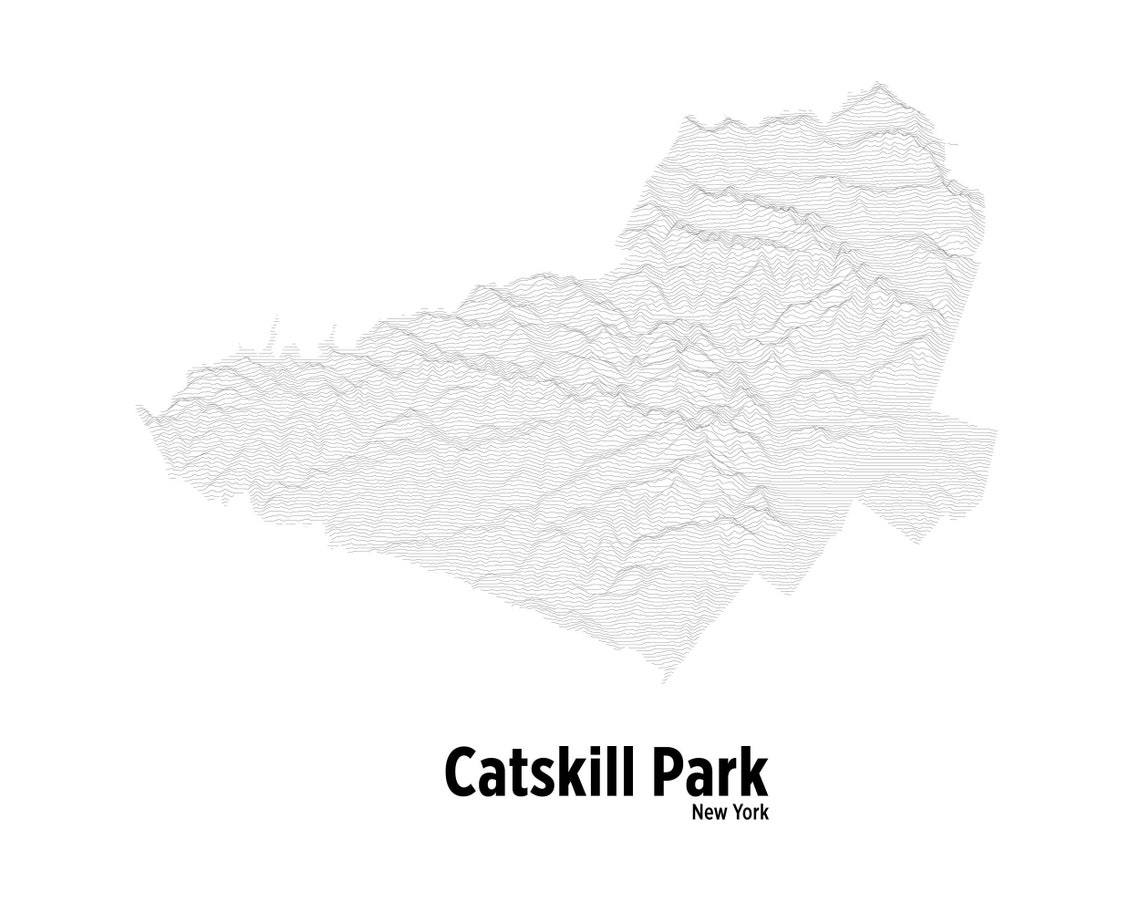 Catskill Park Ridgeline Map Geographic Contours Print of | Etsy