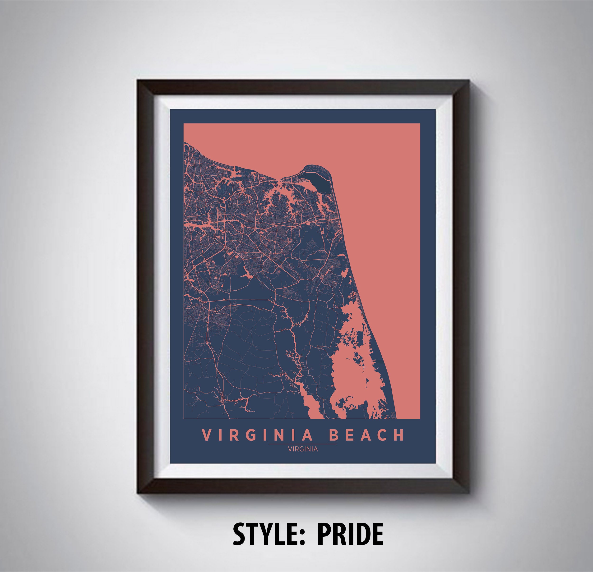 Map of Virginia Beach VA Virginia Beach Map Virginia - Etsy