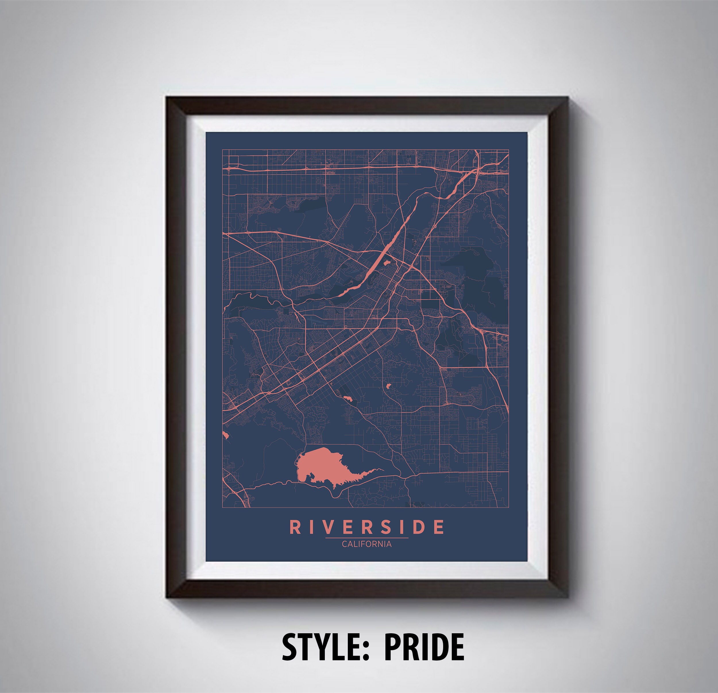 Map of Riverside CA Riverside Map Riverside Poster - Etsy UK