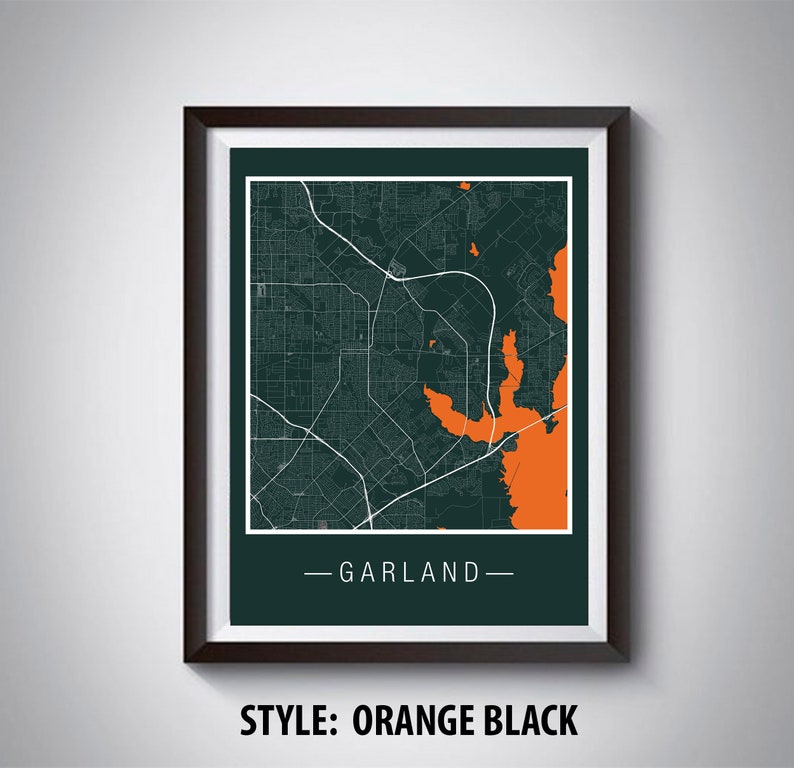 Map of Garland TX Garland Map Garland Poster Office - Etsy