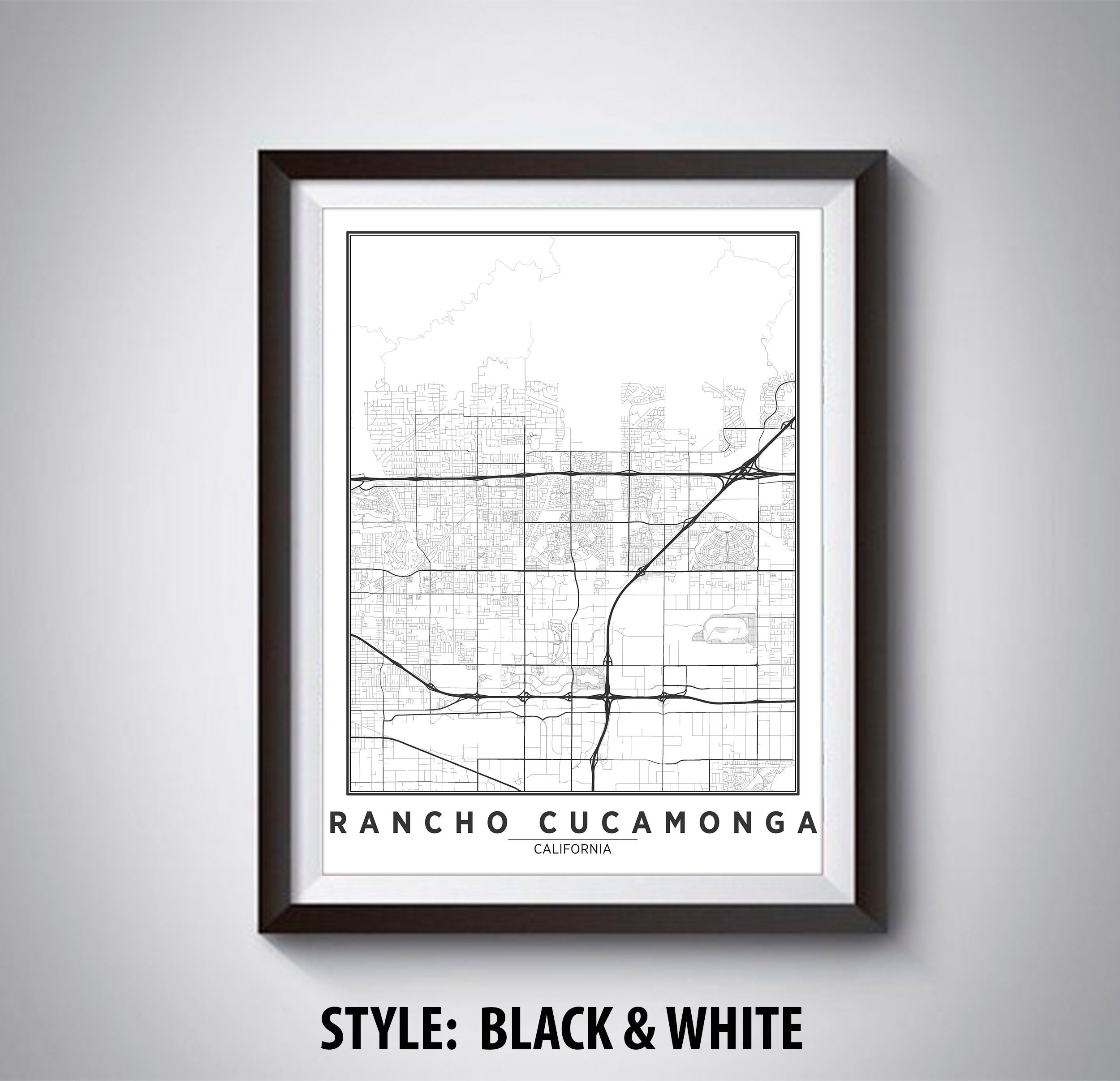 Map of Rancho Cucamonga CA Rancho Cucamonga Map Rancho | Etsy