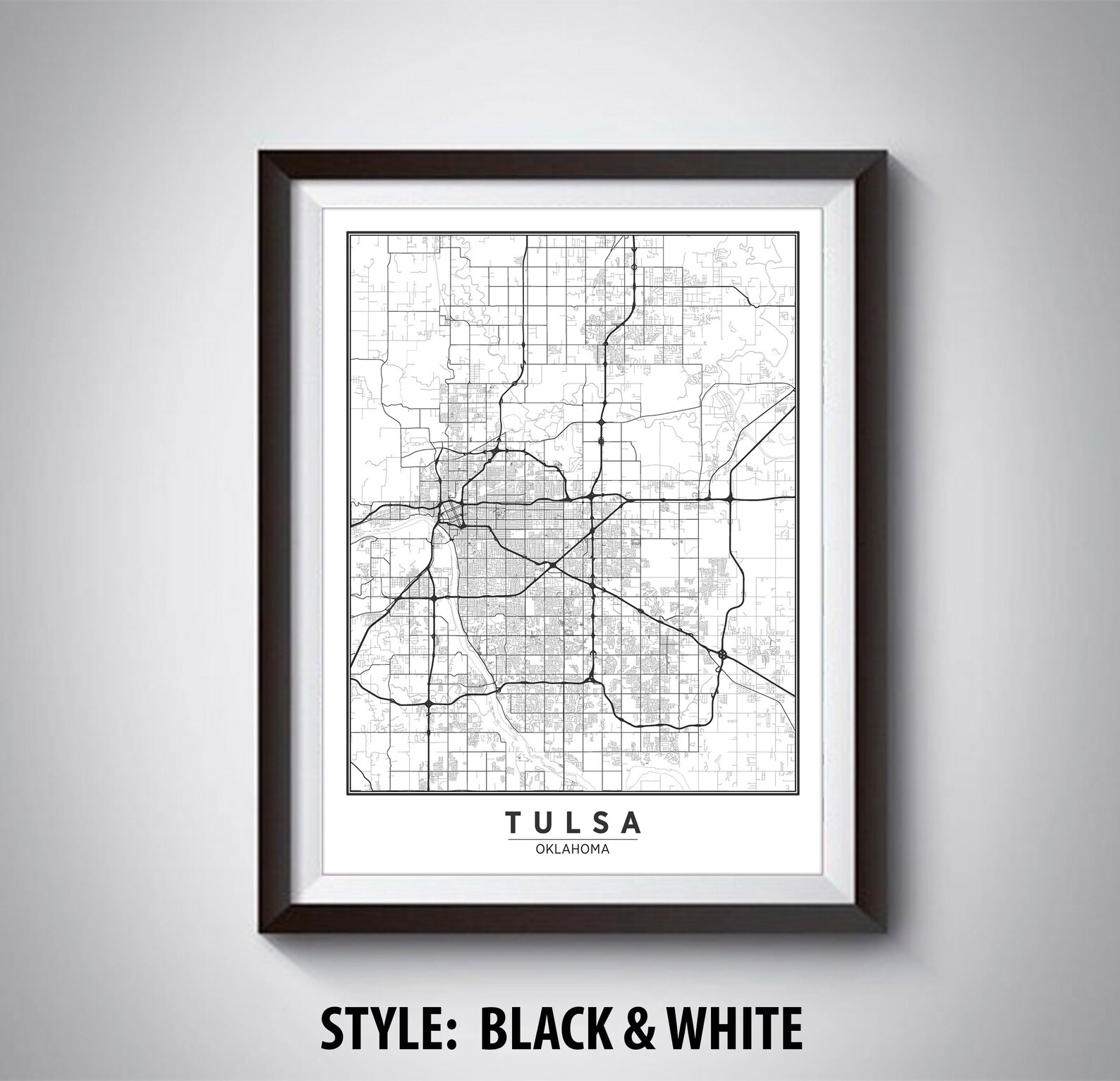 Map of Tulsa OK Tulsa Map Tulsa Poster Office Décor | Etsy