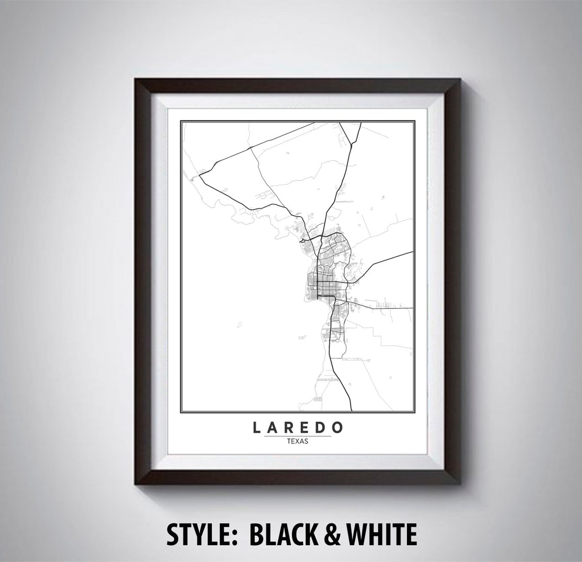 Map of Laredo TX Laredo Map Laredo Poster Office Décor | Etsy