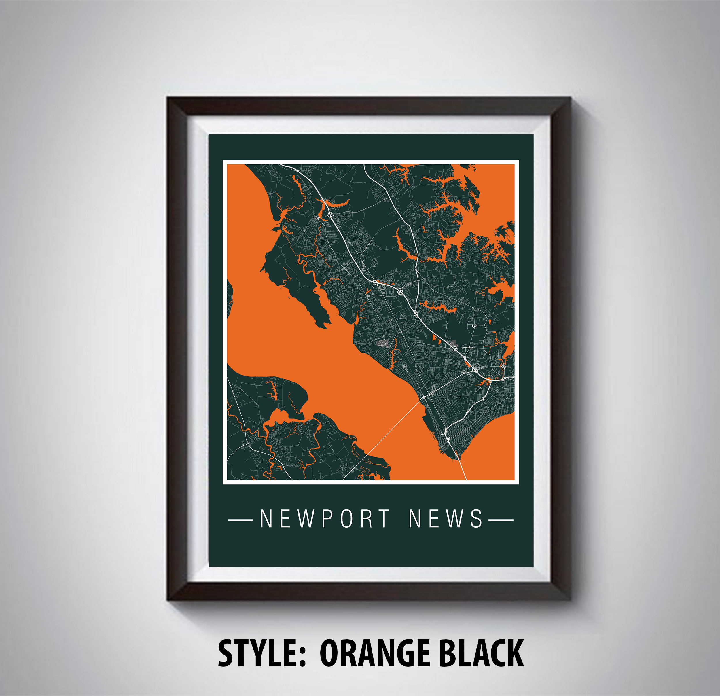 Map of Newport News VA Newport News Map Newport News | Etsy