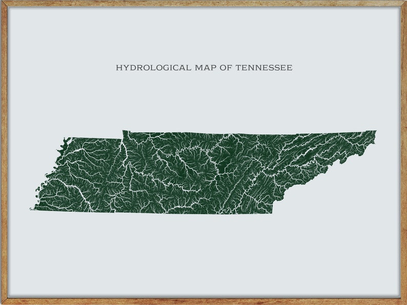 Tennessee Hydrological Map of Rivers and Lakes Tennessee | Etsy