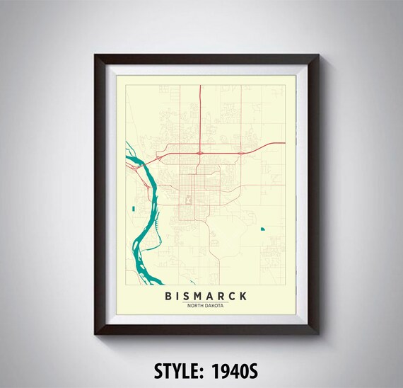 Map of Bismarck ND Bismarck Map Bismarck Poster Office | Etsy
