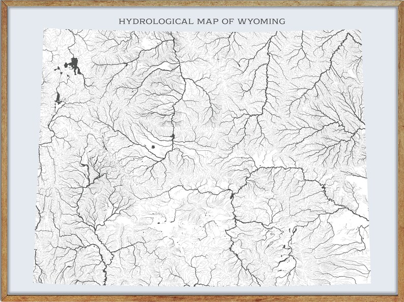 Wyoming Hydrological Map of Rivers and Lakes Wyoming Rivers - Etsy