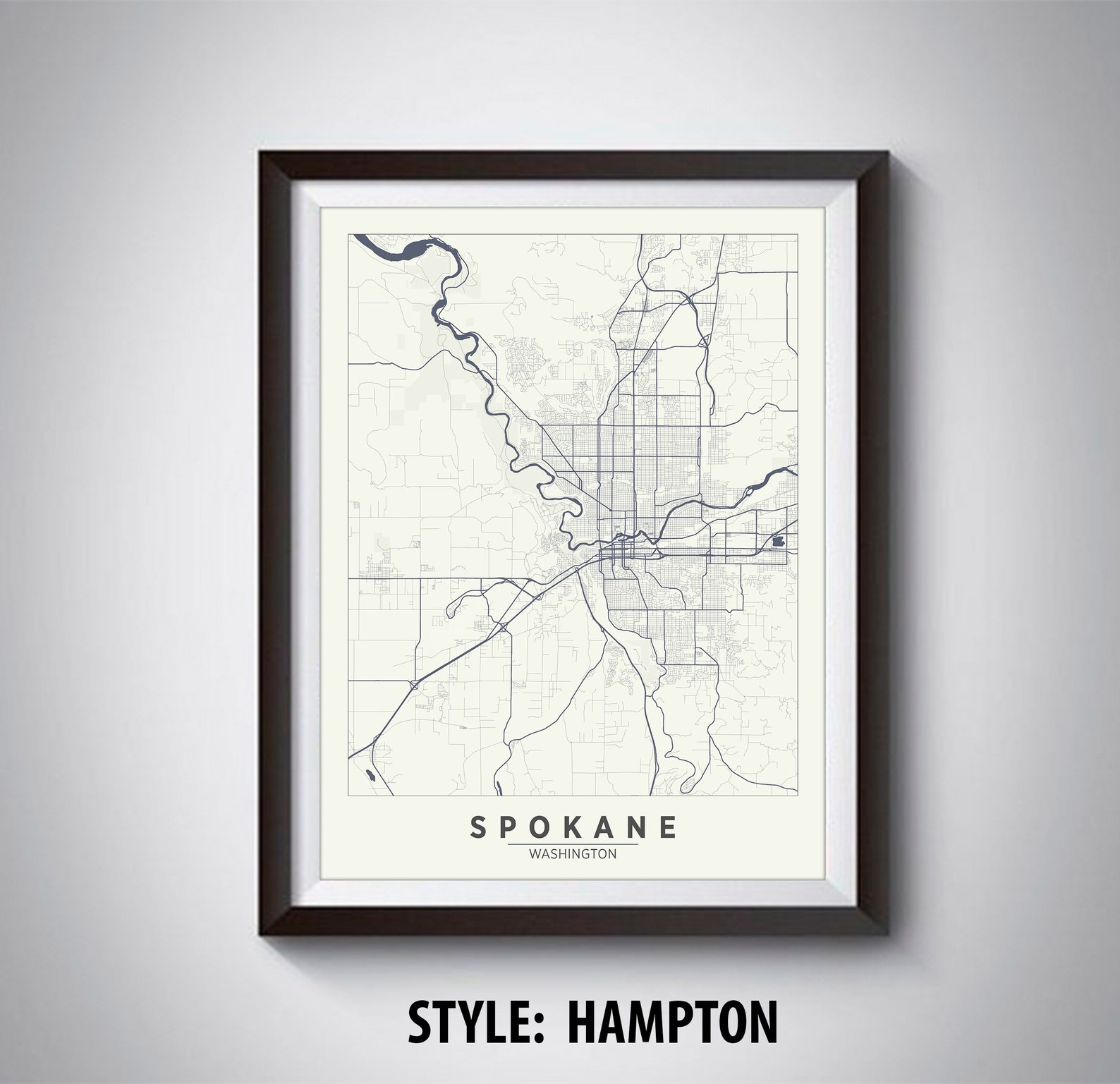 Map of Spokane WA Spokane Map Spokane Poster Office | Etsy