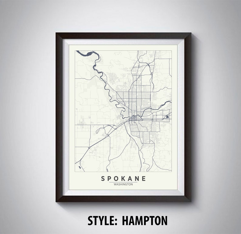 Map of Spokane WA Spokane Map Spokane Poster Office - Etsy