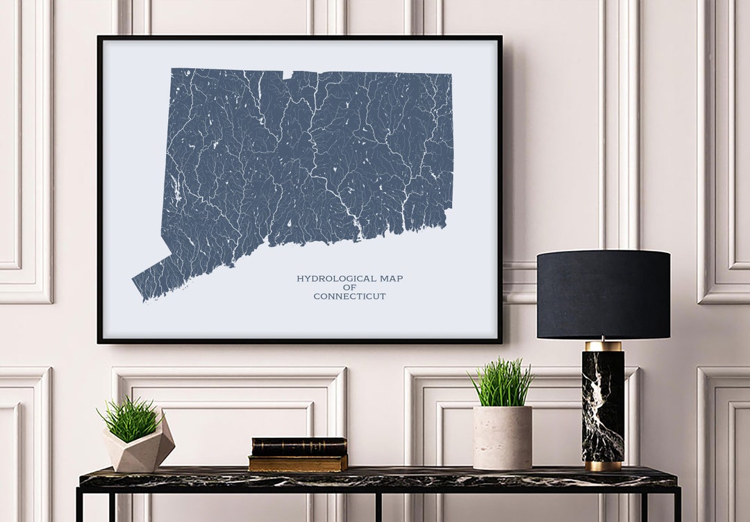 Connecticut Hydrological Map of Rivers and Lakes, Connecticut Rivers ...