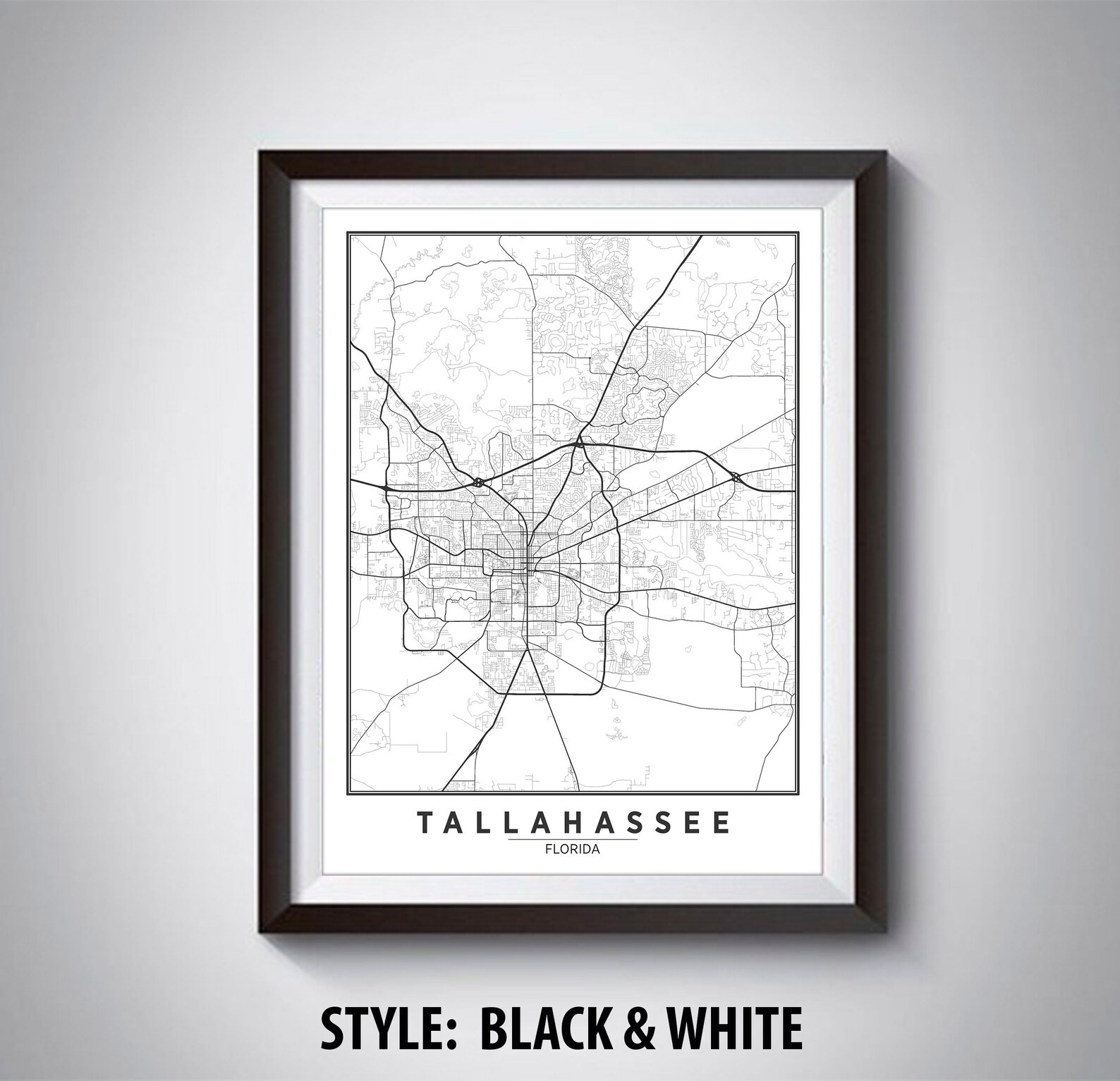 Map of Tallahassee FL Tallahassee Map Tallahassee Poster - Etsy