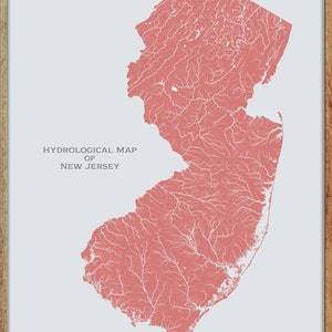 New Jersey Rivers and Lakes Map: Hydrological Poster - Etsy