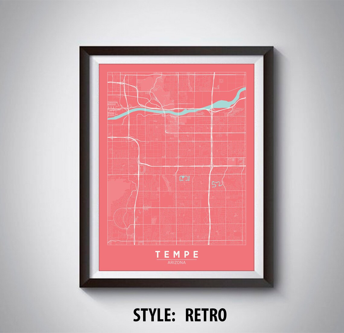 Map of Tempe AZ Tempe Map Tempe Poster Office Décor - Etsy