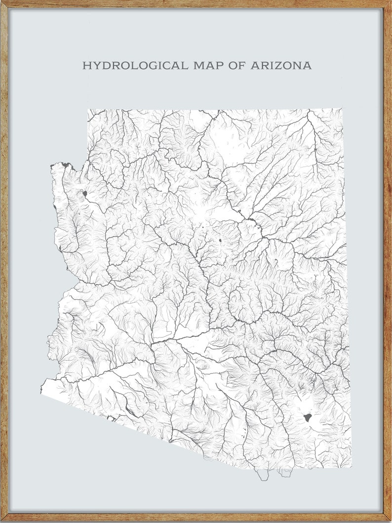 Arizona Rivers and Lakes Hydrological Map Poster - Etsy
