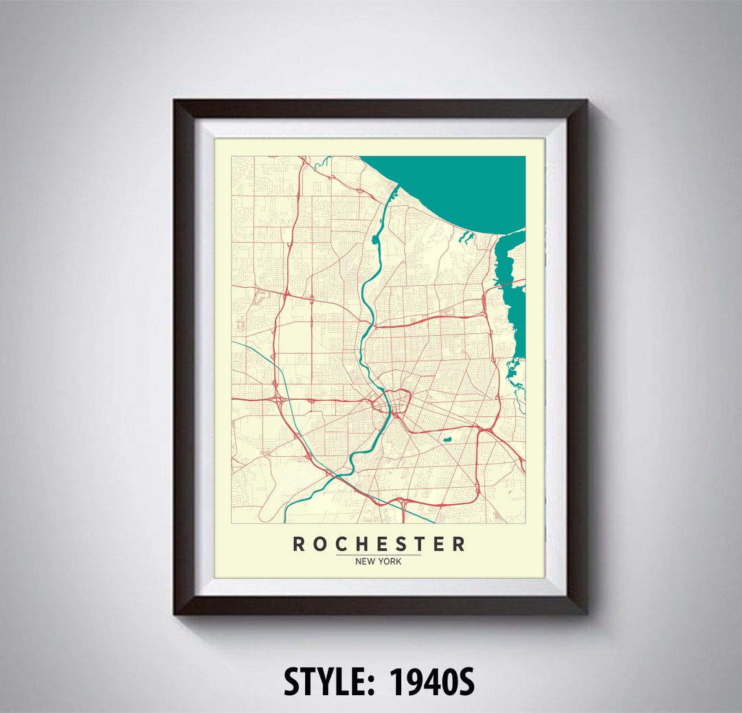 Map of Rochester, NY - Rochester Map - Rochester Poster - Office Décor ...