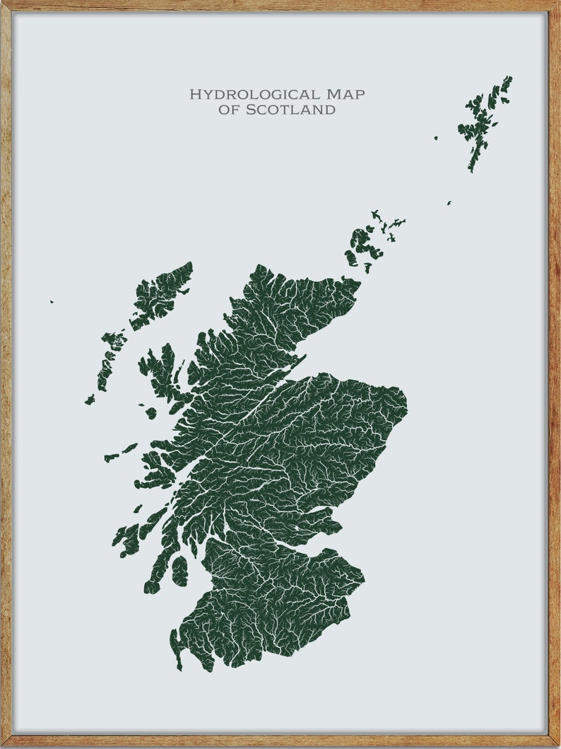 Hydrological Map of the Scotland Rivers and Lakes Print | Etsy