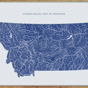 Montana Rivers and Lakes Map Poster: Hydrological Art Print - Etsy