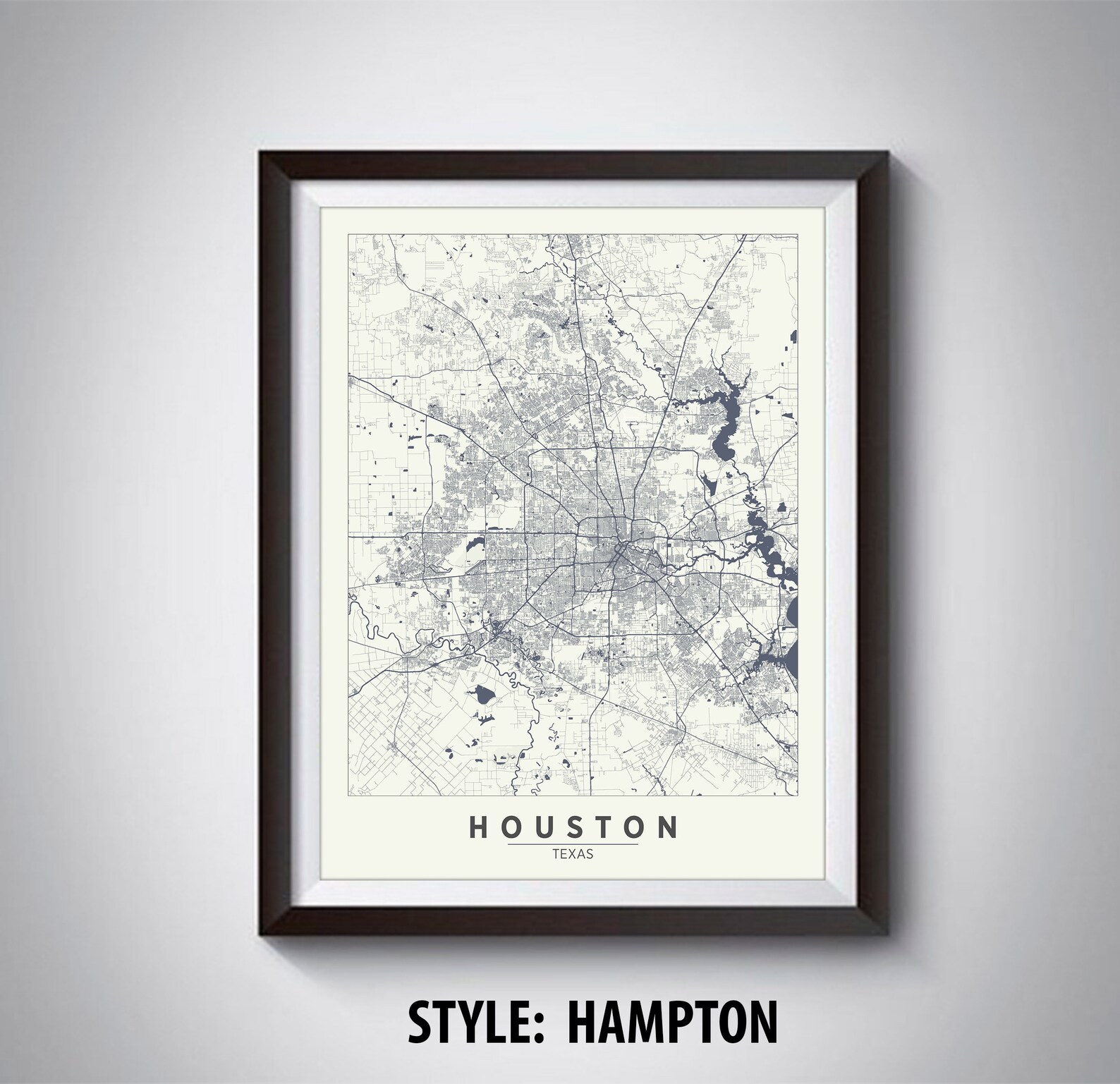 Map of Houston TX Houston Map Houston Poster Office | Etsy