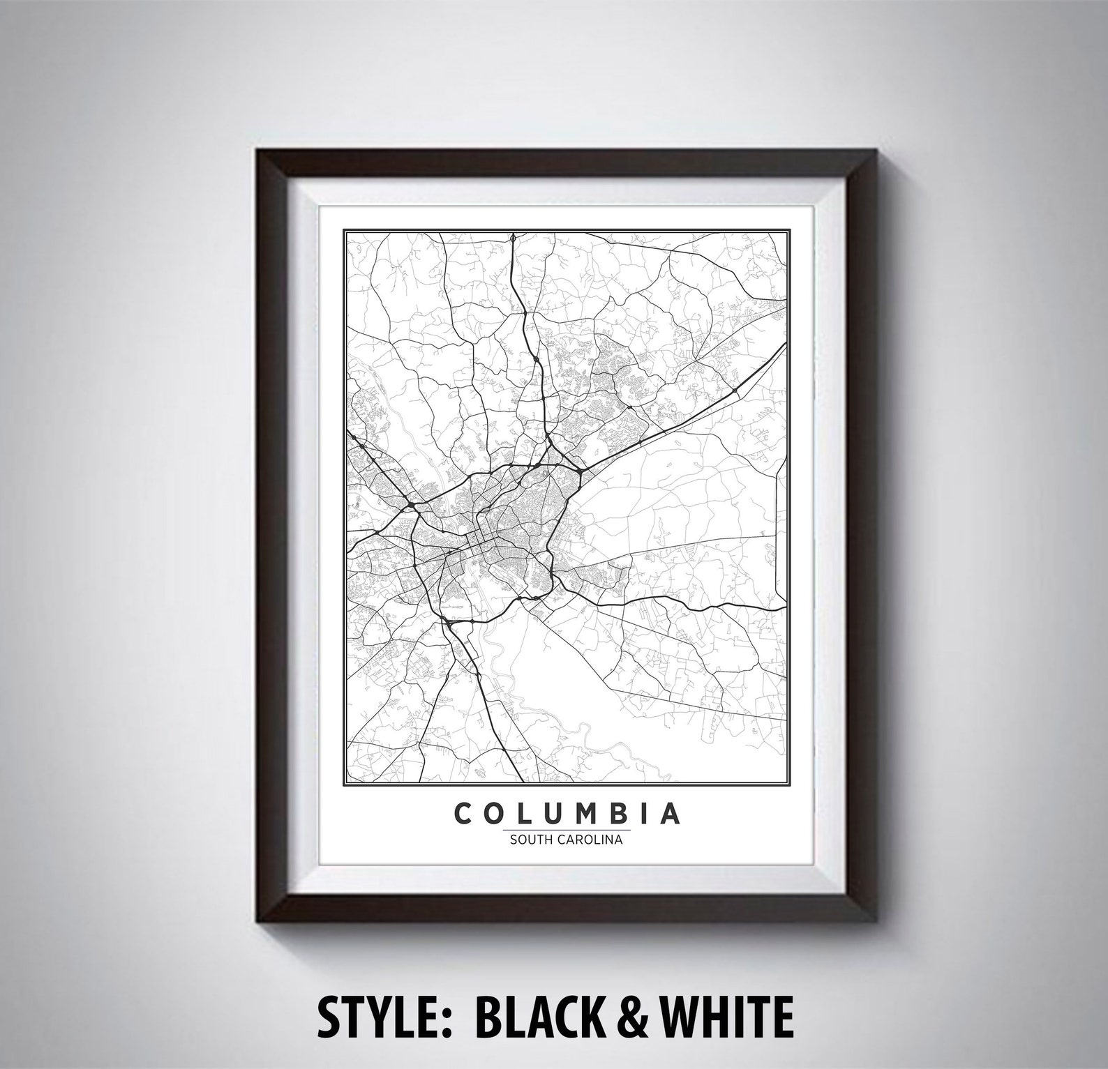 Map of Columbia SC Columbia Map Columbia Poster Office | Etsy
