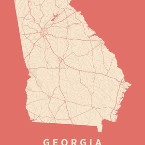 Georgia State Map Print - Wall Art - Georgia Print - Etsy