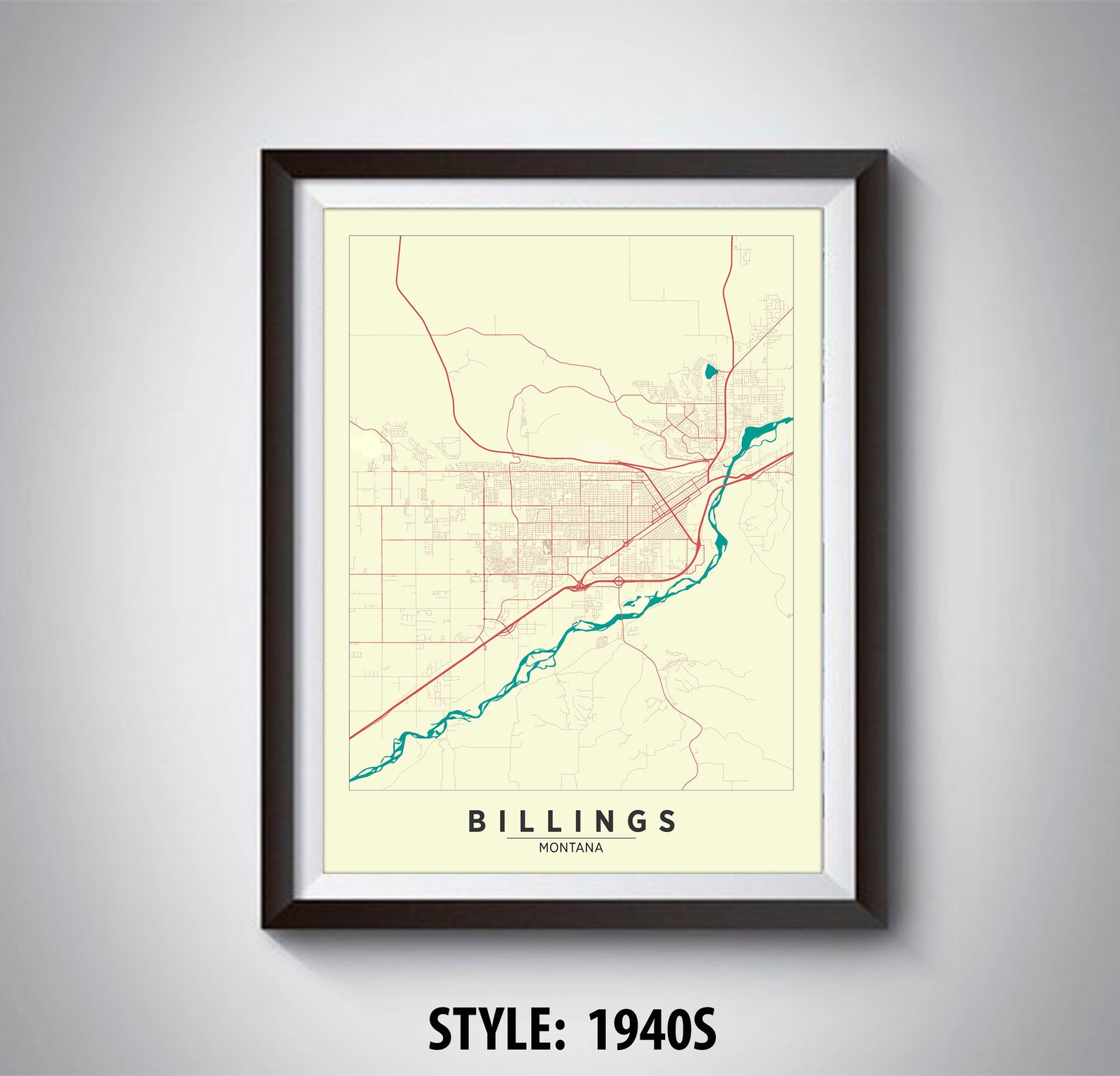 Map of Billings MT Billings Map Billings Poster Office - Etsy