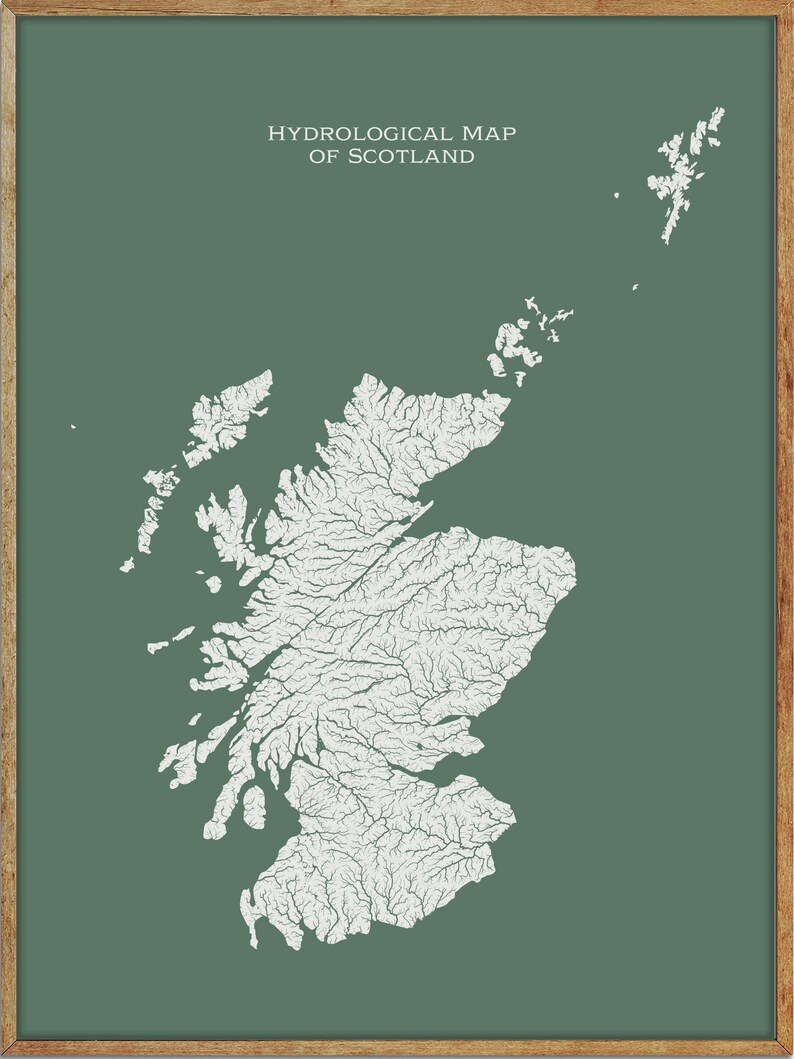 Hydrological Map of the Scotland, Rivers and Lakes Print - Etsy