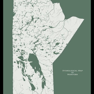 Manitoba Hydrological Map of Rivers and Lakes, Manitoba Rivers Poster ...