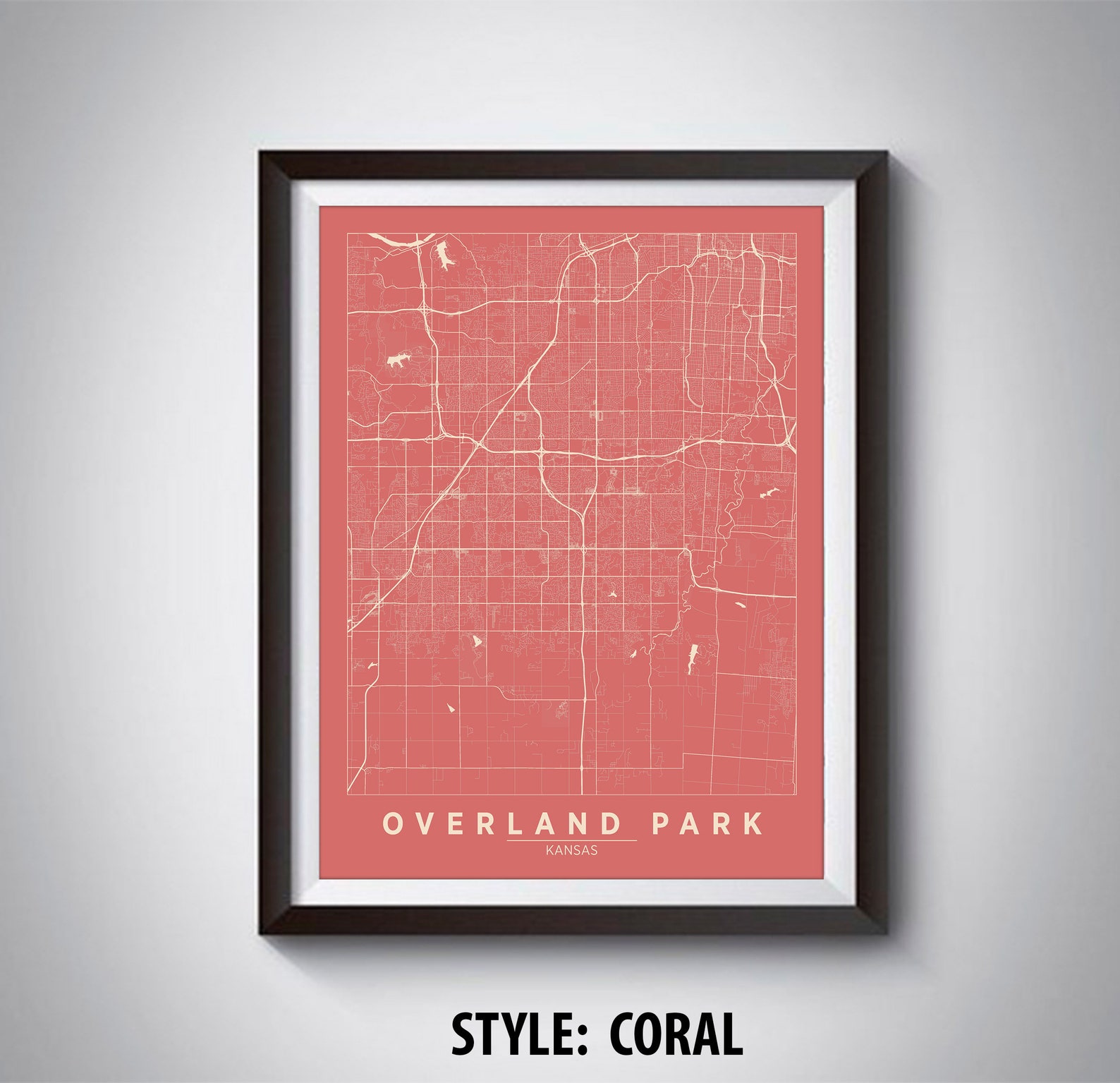Map of Overland Park KS Overland Park Map Overland Park | Etsy