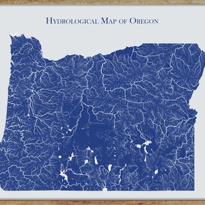 Oregon Rivers and Lakes Map Poster: Hydrological Art Print - Etsy