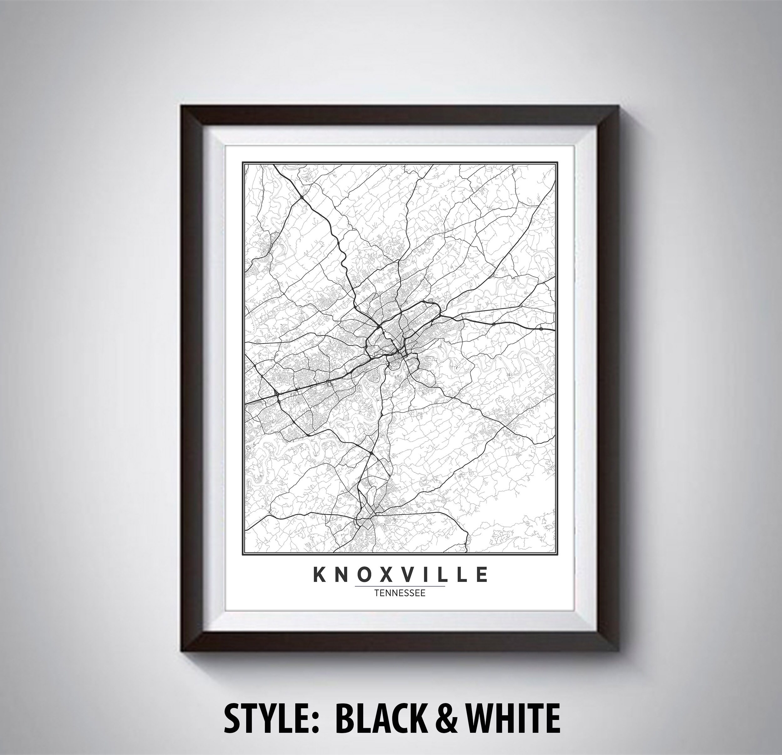 Map of Knoxville TN Knoxville Map Knoxville Poster - Etsy